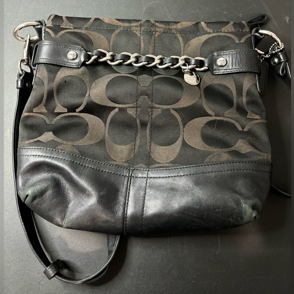 Coach | Bags | Coach Authentic Signature Black Canvasleather Crossbody No K173f18862 | Poshmark